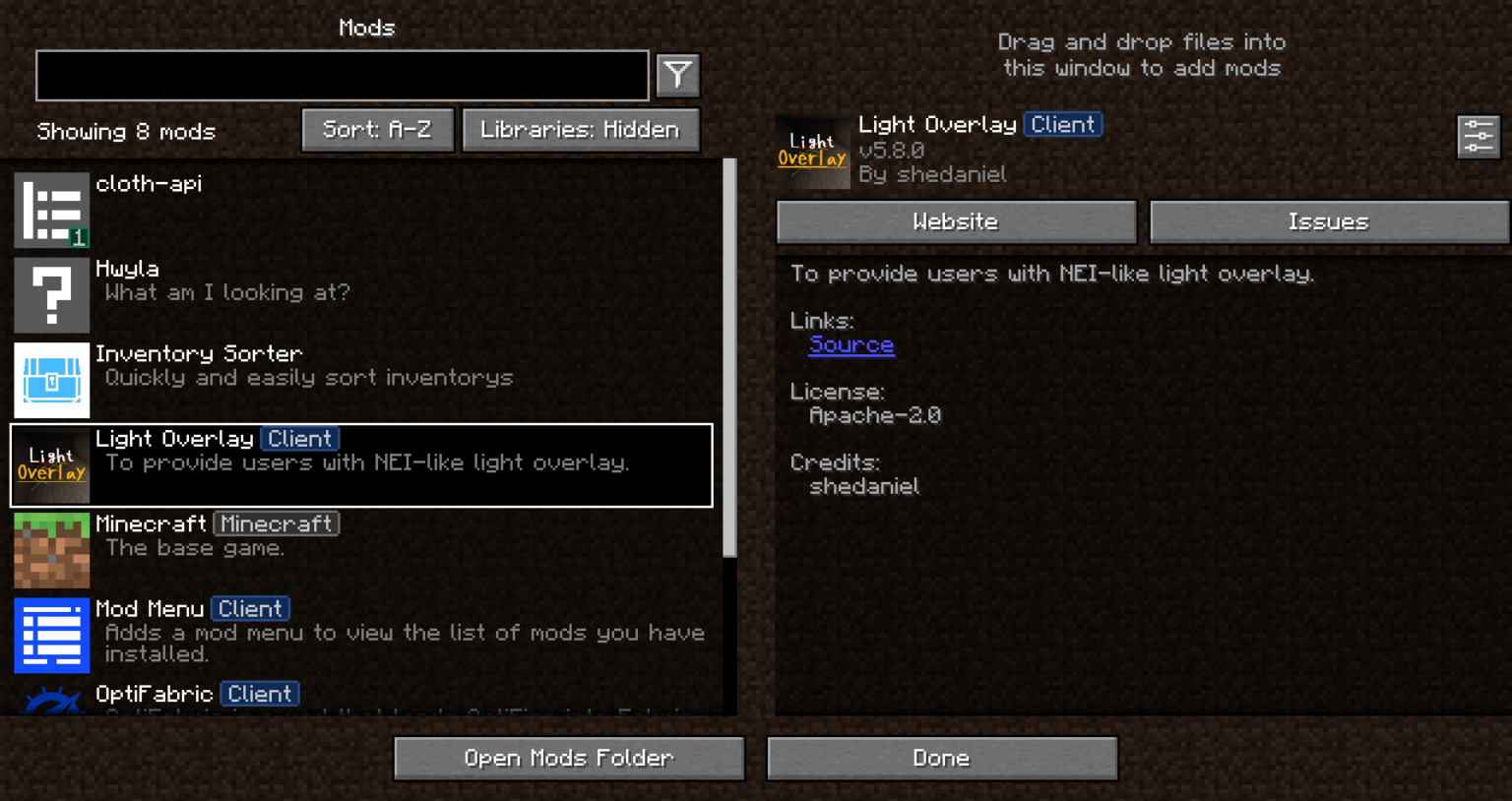 Mod : Mod Menu [1.15.2 - 1.21.8] - Minecraft-France
