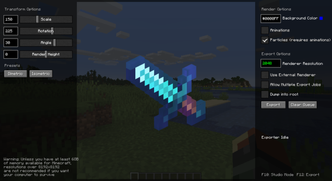 Mod : Isometric Renders [1.16.5 - 1.21.4] - Minecraft-France