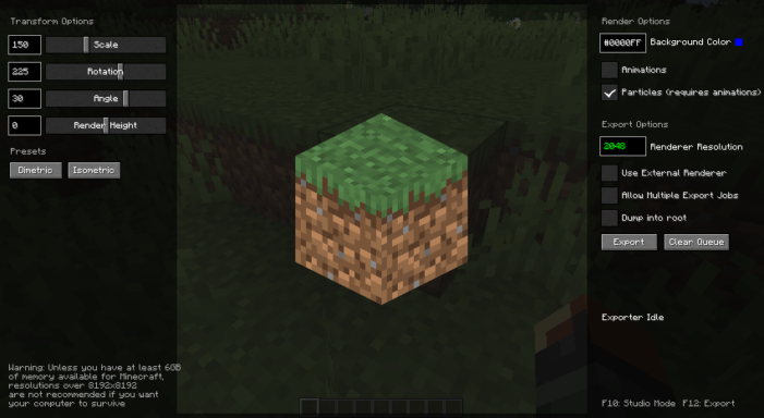 Mod : Isometric Renders [1.16.5 - 1.21.4] - Minecraft-France