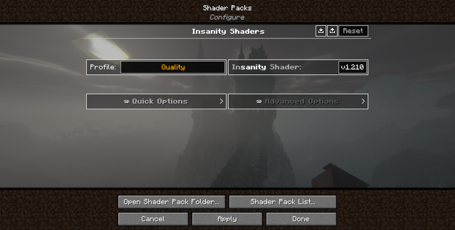 Insanity Shader - Minecraft-France