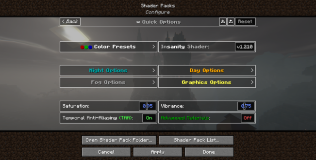 Insanity Shader - Minecraft-France