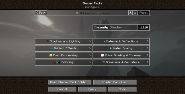Insanity Shader - Minecraft-France